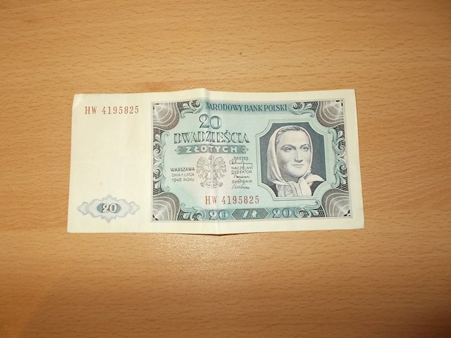 Stari papirni novac/20 zlota Poljska/1948