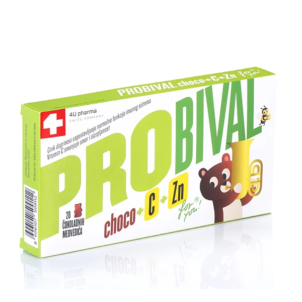 PROBIVAL CHOCO+C+Zn 20 čokoladnih medvedića 4Upharma