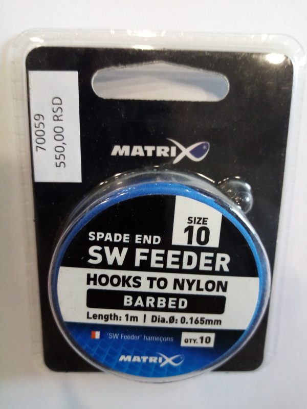 MATRIX SW FEEDER HOOKS TO NYLON SIZE 10/0.165MM/1m