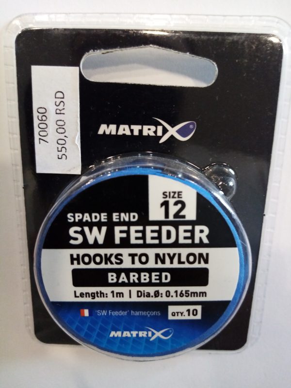 MATRIX SW FEEDER HOOKS TO NYLON SIZE 12/0.165mm/1m/