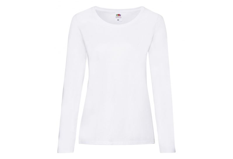 Fruit of the Loom, Ladies Valueweight Long sleeve T, ženska majica dugih rukava, bela, L