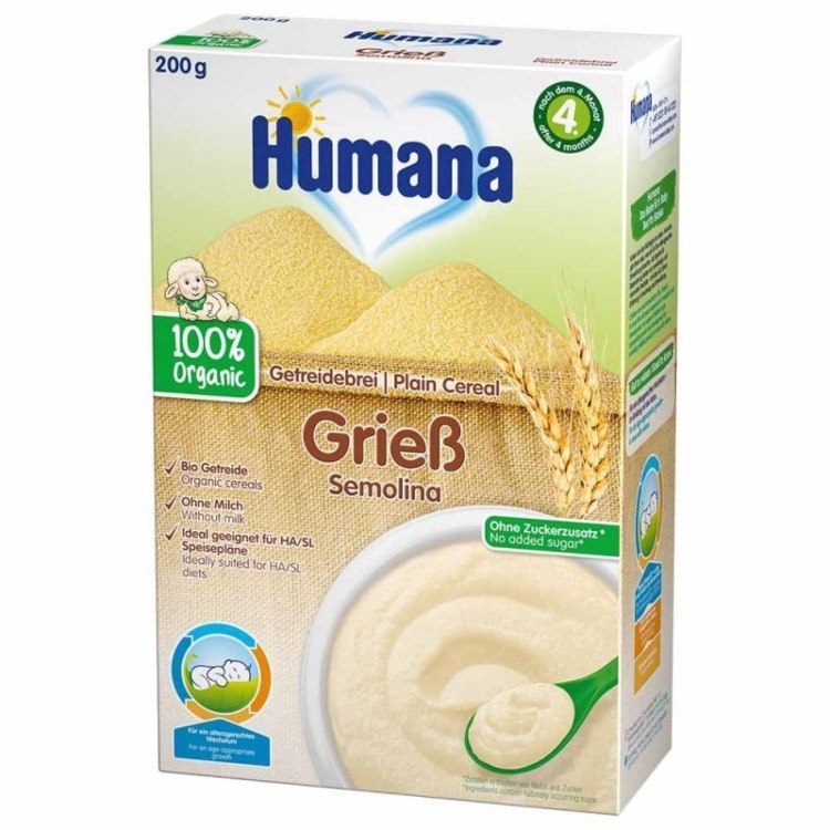 Humana Griz organska bezmlečna kašica 4+ 200g