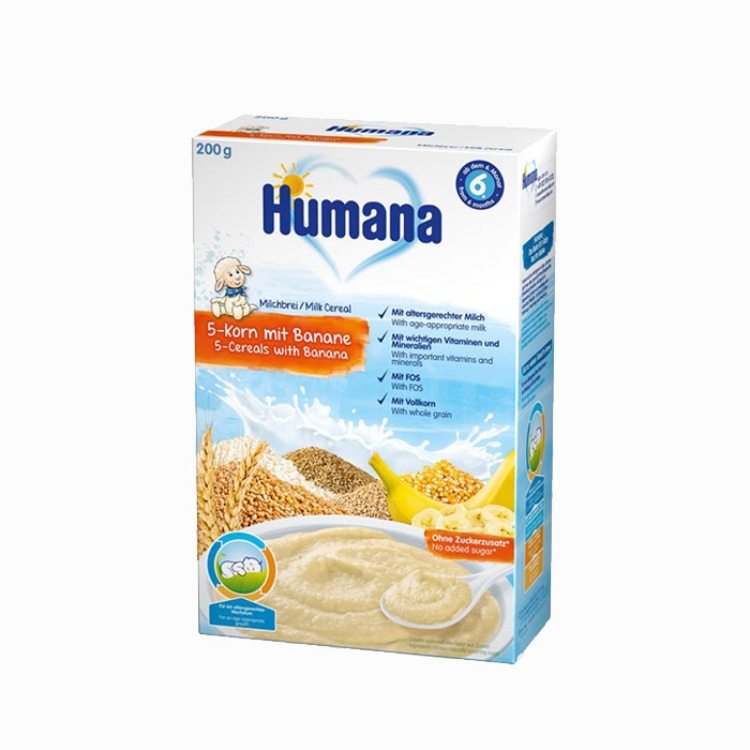 Humana Banana i 5 žitarica mlečna kašica 6+ 200g