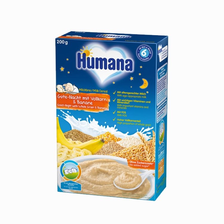 Humana za laku noć - Celo zrno žitarica i banana mlečna kašica 6+ 200g