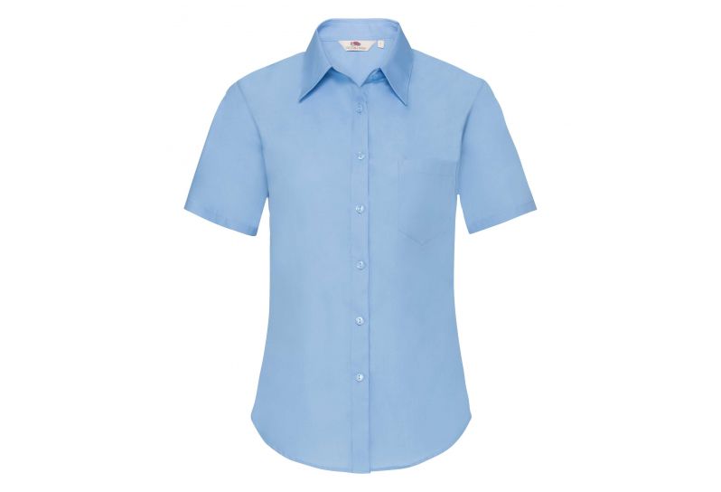 Fruit of the Loom, Ladies SS Poplin Shirt, ženska poslovna košulja kratkih rukava, svetlo plava, M