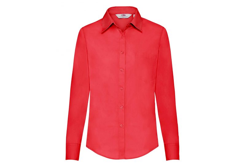 Fruit of the Loom, Ladies LS Poplin Shirt, ženska poslovna košulja dugih rukava, crvena, L