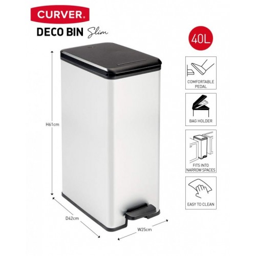 Kanta za smeće 40 L Slim silver Curver