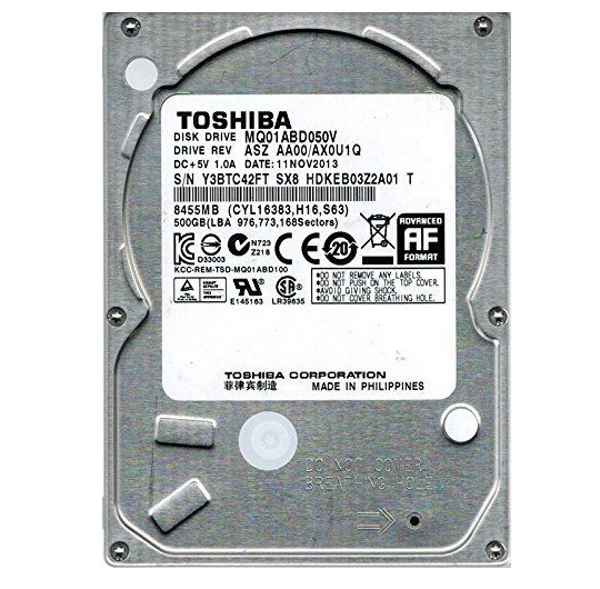Toshiba HDD 2.5" 500GB MQ01ABD050V 5400RPM 16MB 9.5mm SATA