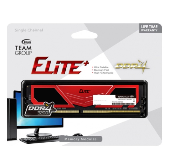 TeamGroup DDR4 TEAM ELITE PLUS RED UD-D4 16GB 3200MHz 1,2V 22-22-22-52 TPRD416G3200HC2201 (6899)