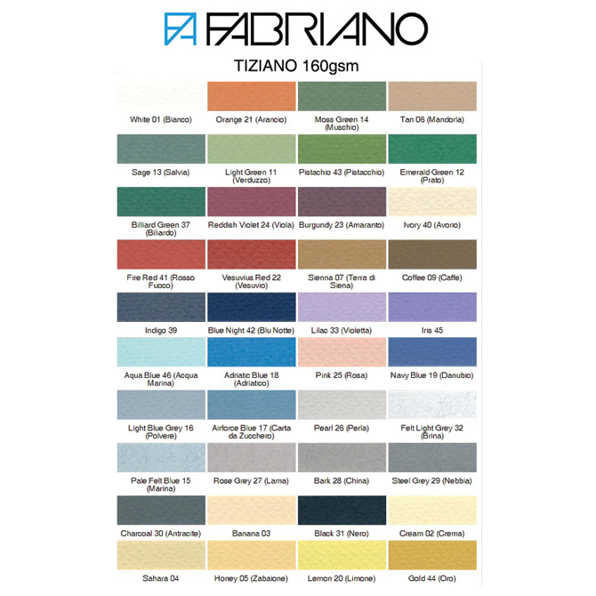 Papir boja 50x65cm 160g Tiziano Fabriano 52551001 bianco