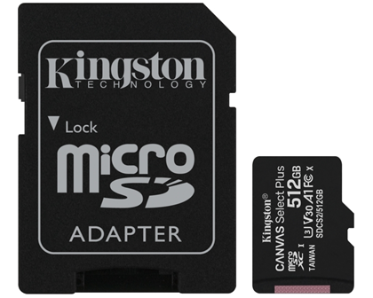 KINGSTON A1 MicroSDXC 512GB 100R class 10 SDCS2/512GB + adapter