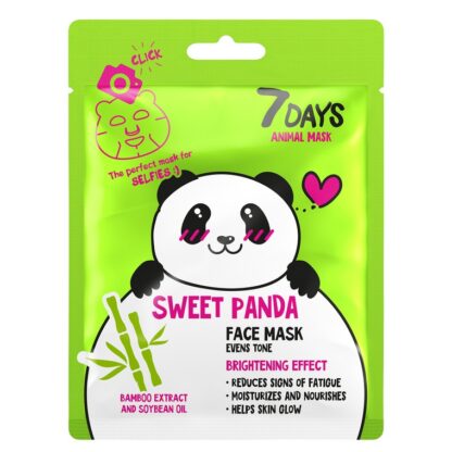 Sheet maska za blistavost kože lica 7DAYS Animal Mask Sweet Panda 28g