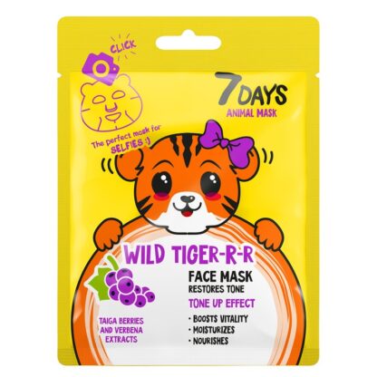 Sheet maska za toniranje kože lica 7DAYS Animal Mask Wild Tiger 28g