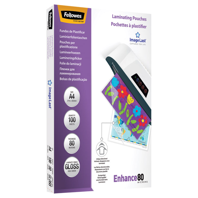 Folija za plastificiranje 80my A4 sjajna pk100 Fellowes 5306114