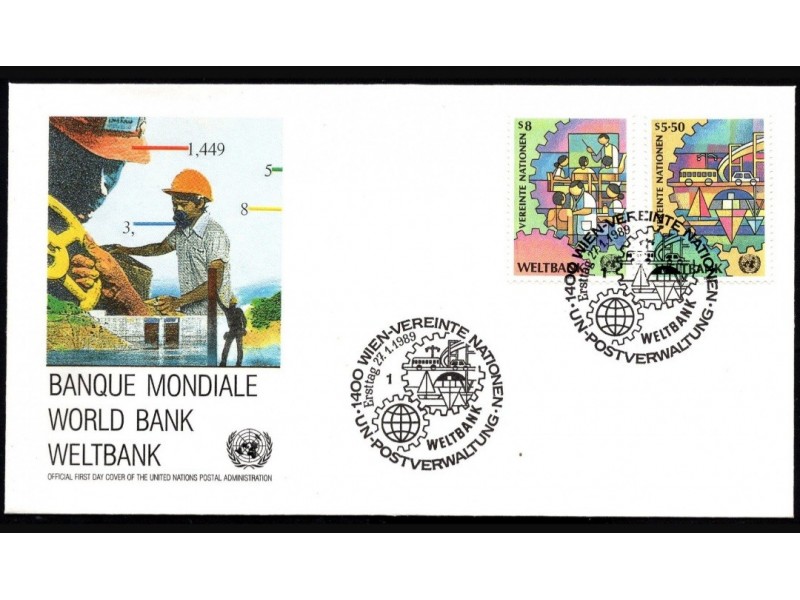 UN FDC 1989 god. Wien - Svetska Banka