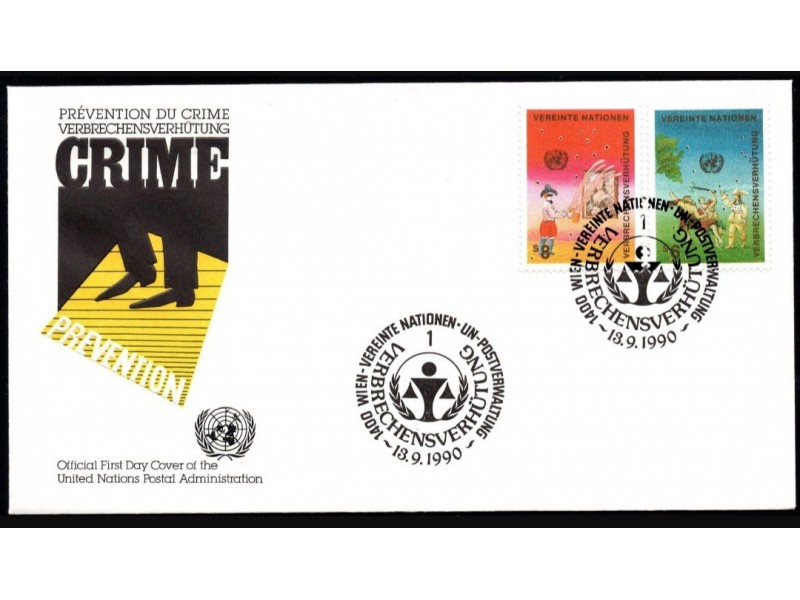 UN FDC 1990 god. Wien - Sprecavanje kriminala