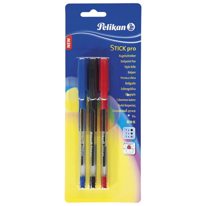 Olovka hemijska StickPro pk3 Pelikan 913053 sortirano blister