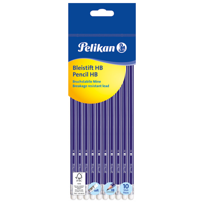 Olovka grafitna HB s gumicom pk10 Pelikan 811132 blister