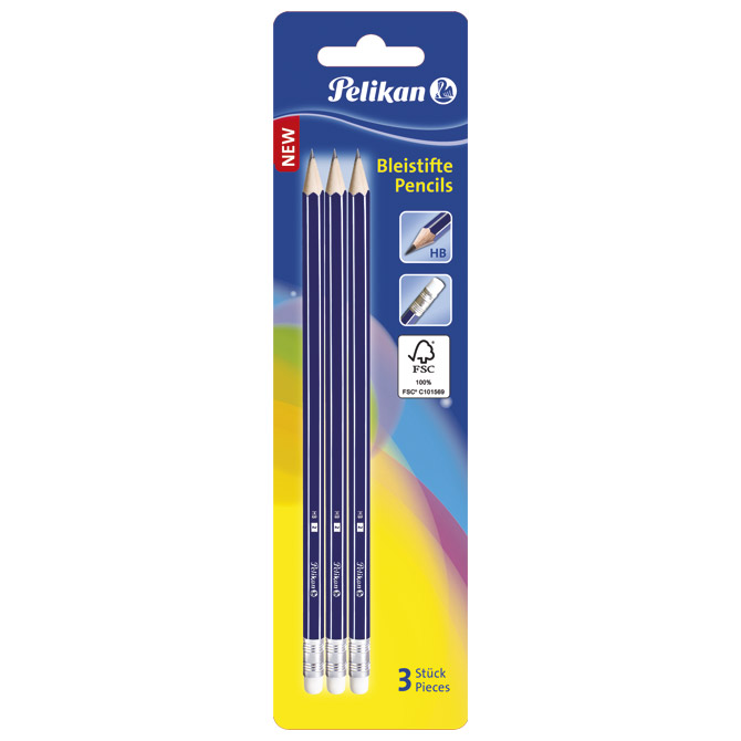 Olovka grafitna HB s gumicom pk3 Pelikan 978866 blister