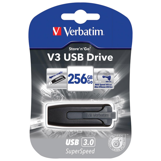 Memorija USB 3.0 256Gb V3 Verbatim 49168 sivi blister