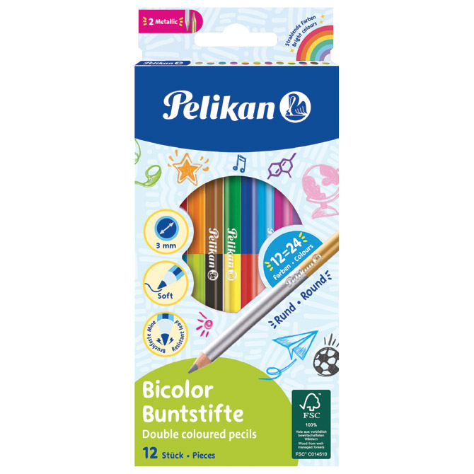 Boje drvene 24boje obostrane pk12 Pelikan 700146 blister