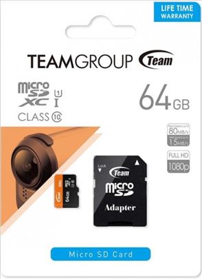TeamGroup MICRO SDXC 64GB UHS-I +SD Adapter TUSDX6