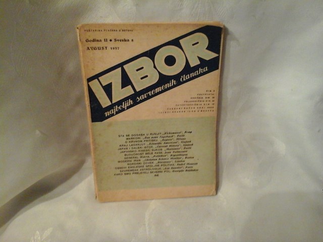 Izbor najboljih savremenih članaka broj 8 avgust 1937