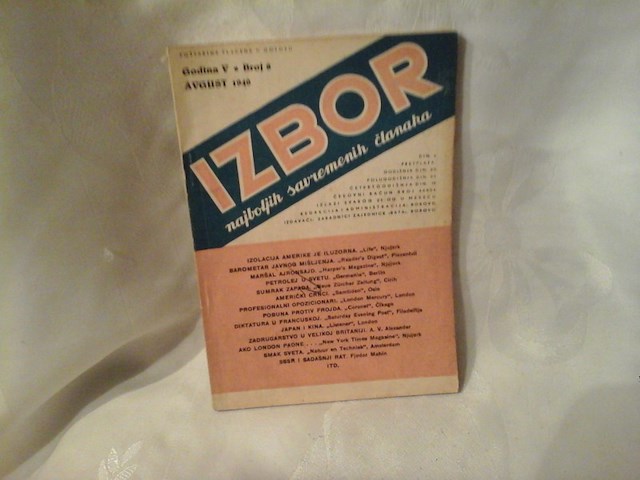 Izbor najboljih savremenih članaka broj 8 avgust 1940