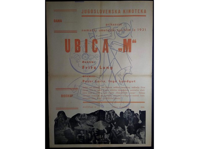 UBICA M (1931) Fric Lang FILMSKI PLAKAT