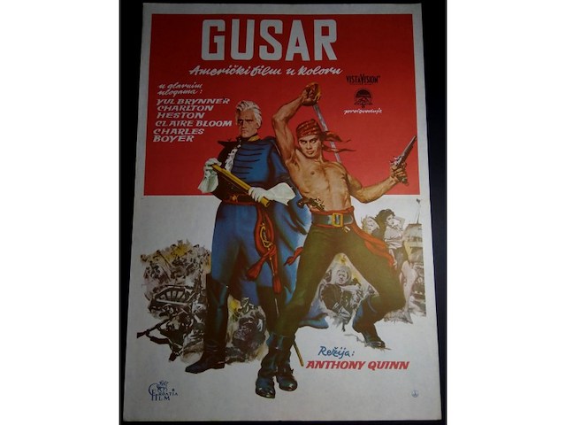GUSAR (1958) Yul Brynner Charlton Heston FILMSKI PLAKAT