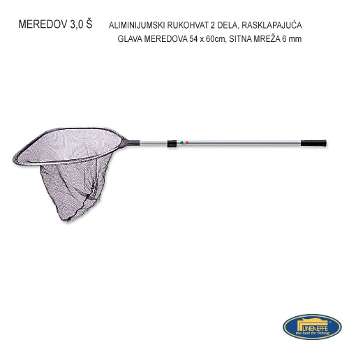 Meredov 2,6 š – aluminijumski rukohvat 2 dela, rasklapajuća glava meredova 54 x 60cm, sitna mreza 6 mm