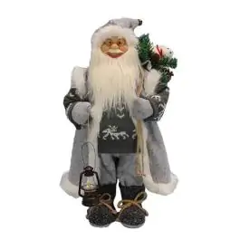 Deda Mraz sa džakom sa poklonima sivi 45 cm