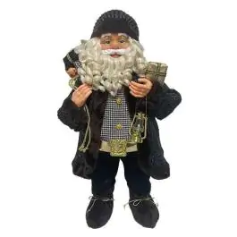 Deda Mraz sa džakom i fenjerom crno-braon 80 cm