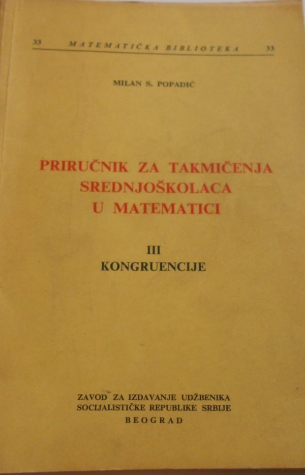 Priručnik za takmičenja srednjoškolaca u matematici 3 Kongruencije