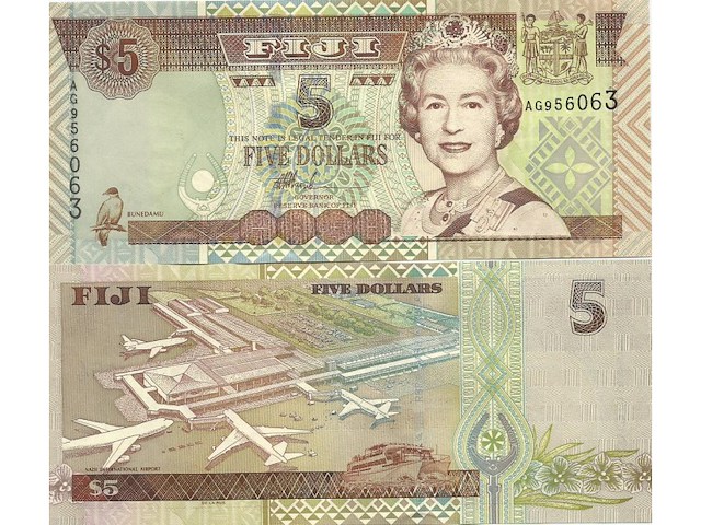 Fiji 5 dollars 2002. UNC