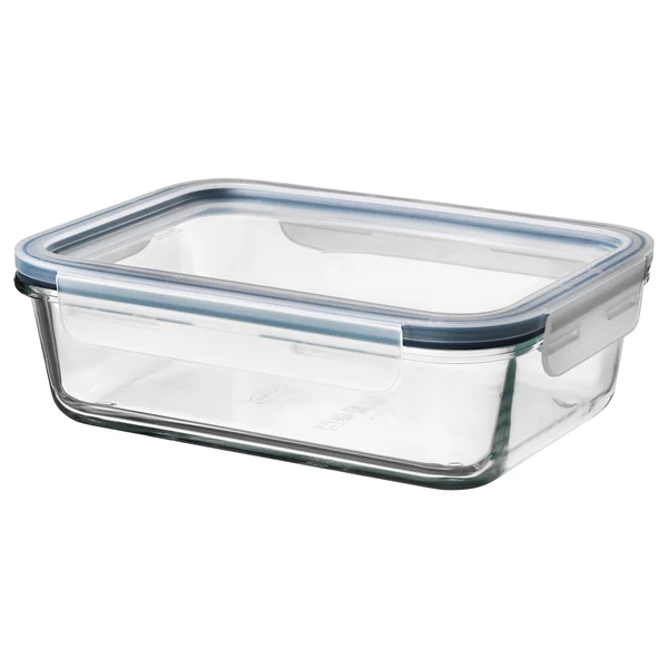 Posuda za hranu s poklopcem, pravougaono staklo/plastika, 1.0 l