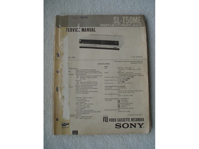 sony beta video cassette recorder service manual