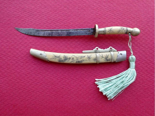 stari minijaturni Kineski DAO mač sa slonovačom