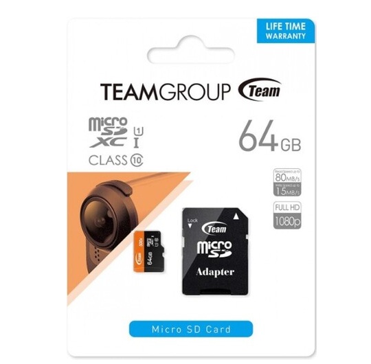 TeamGroup MICRO SDXC 64GB UHS-I +SD adapter TUSDX64GUHS03