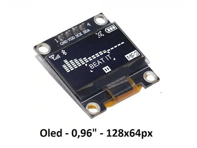 OLED displej dijagonale 0.96 inca 128x64px - Beli