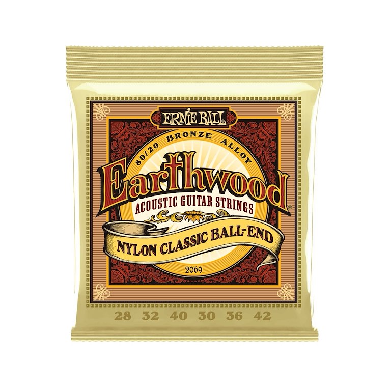 EARTHWOOD FOLK NYLON CLEAR & GOLD BALL END 80/20 BRONZE