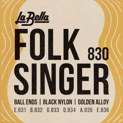 LA BELLA 830 FOLK SINGER BLACK NYLON STRINGS WITH BALL END