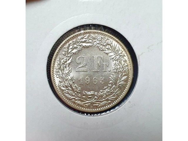 2 Swiss Francs 1965 UNC Silver