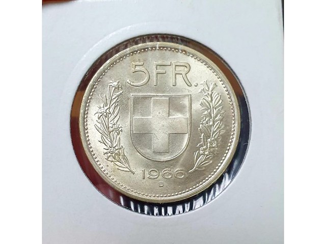 5 Swiss Francs 1966 B aUNC silver