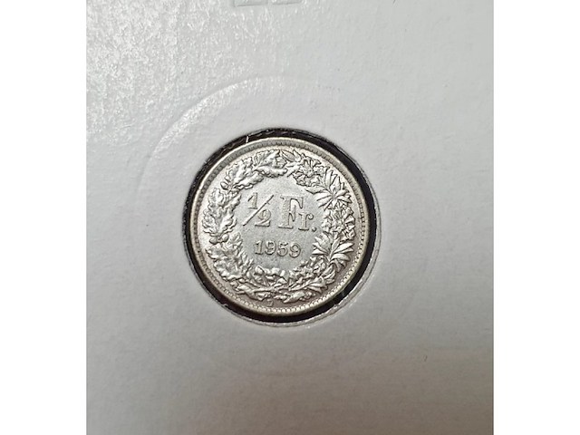 1/2 Swiss Francs 1959 UNC Silver