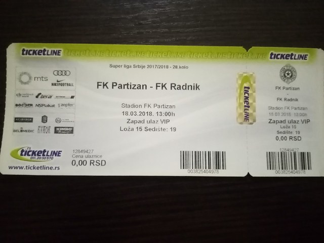 Partizan-Radnik 18.3.2018