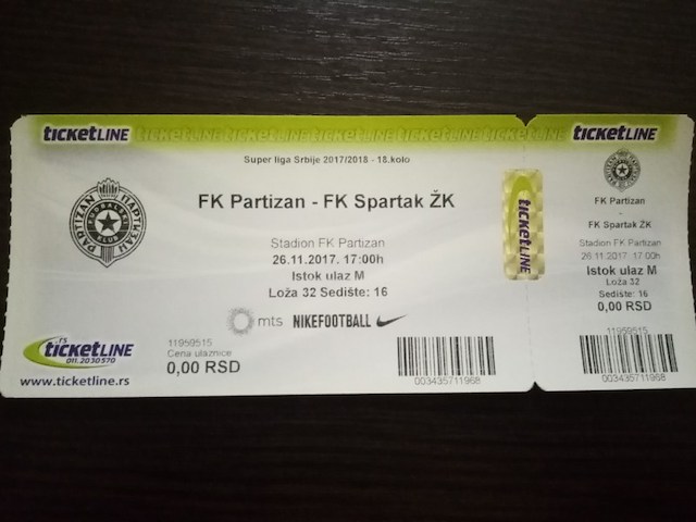 Partizan-Spartak ŽK 26.11. 2017