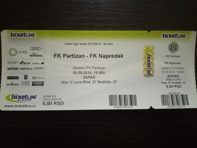 Partizan-Napredak 5.5.2018