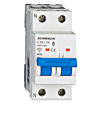 Zaštitni prekidač AMPARO 6kA, C 63A, 1+N
Neutral left, Tip AM6, Standard proizvoda EN 60898-1,IEC 60898-1