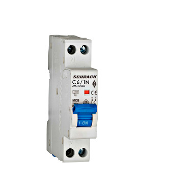 Zaštitni prekidač AMPARO 4,5kA, C 6A, 1+N, 1ŠM
Neutral left, Standard proizvoda EN 60898-1,IEC 60898-1